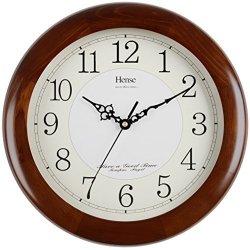 Hense 13-INCH Large Solid Platane Wood Wall Clock Living Room Modern ...