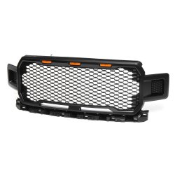 For Ford F150 2018 2019 Raptor Style Front Grille Grill Black Amber LED ...
